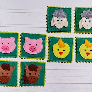 Felt Memory Game PDF Pattern, Farm Animals Matching Cards, Educational ...