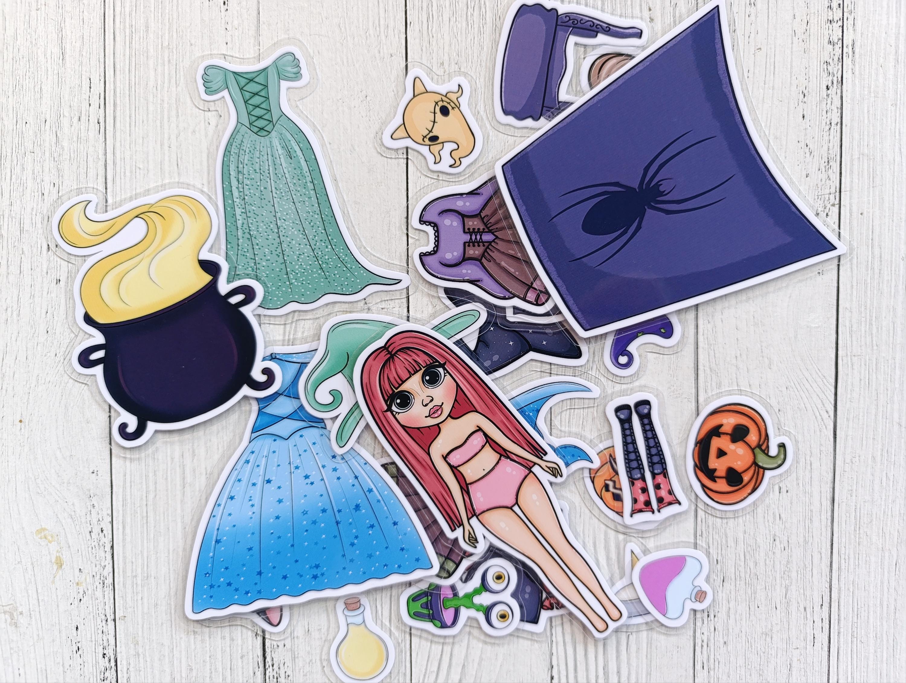Printable Witch Paper Doll With a Set Clothes, Halloween Printable Doll ...