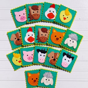 Felt Memory Game PDF Pattern, Farm Animals Matching Cards, Educational ...