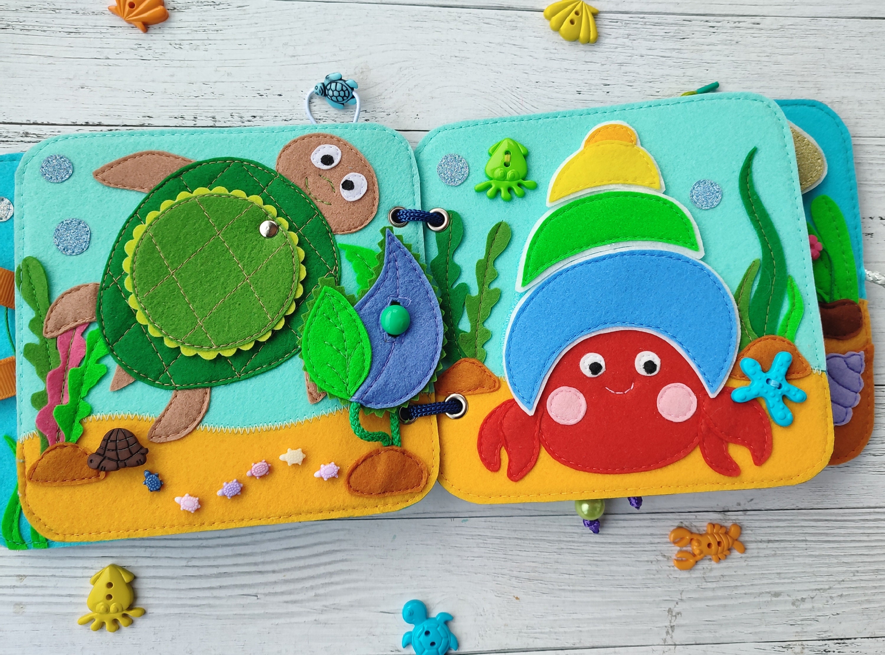 Sea Animals Quiet Book Pattern PDF & Tutorial, Felt Book Pattern Svg ...