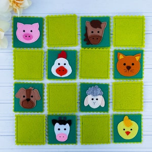 Felt Memory Game PDF Pattern, Farm Animals Matching Cards, Educational ...