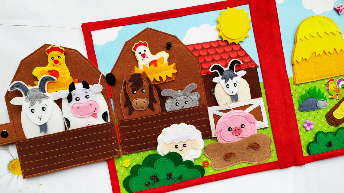 Farm Quiet Book Pattern, Felt Book Template, Felt Farm Animals Pattern ...