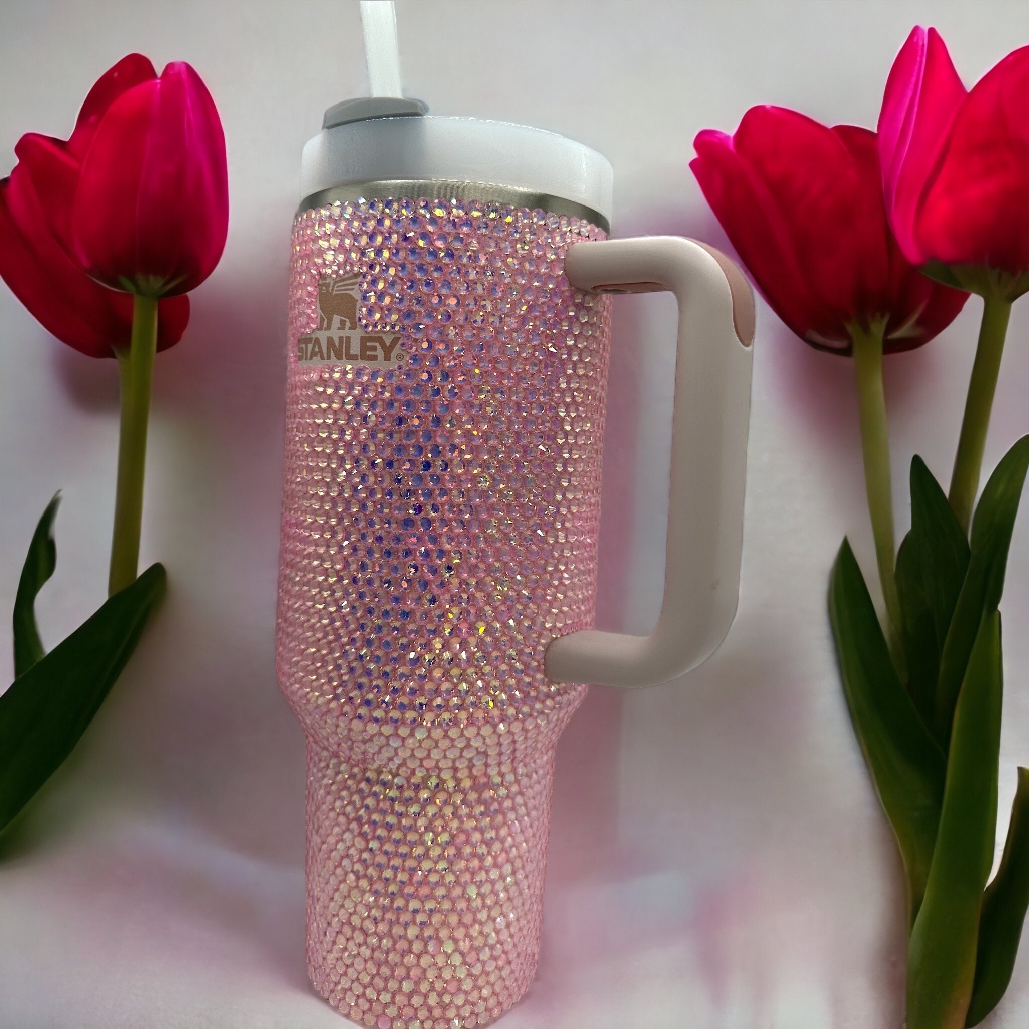 Stanley 40 Oz Blinged /rhinestoned Pink Stanley Cup - Etsy