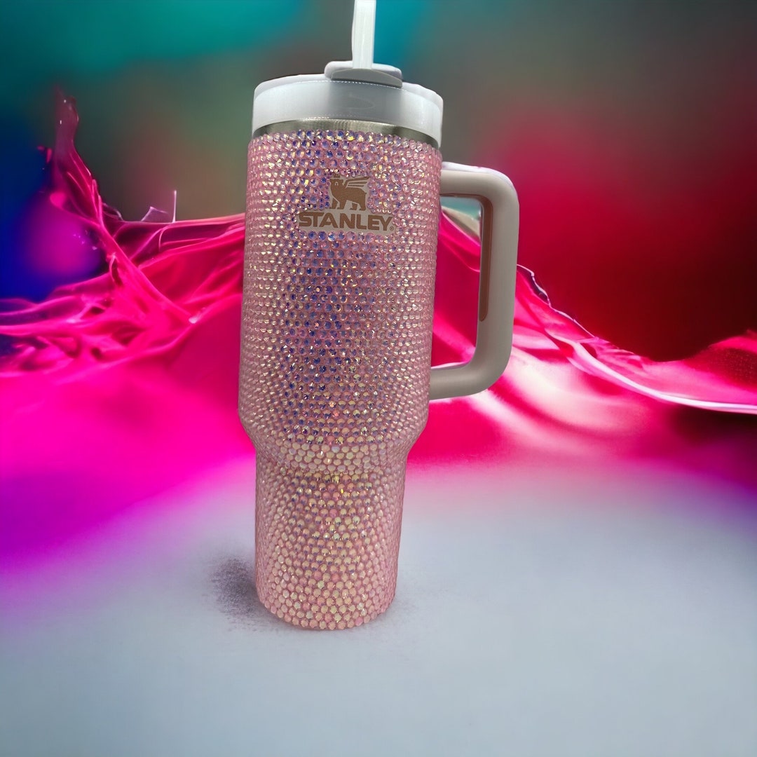 Copa Stanley rosa con adornos de diamantes de imitación de 40 oz de ...