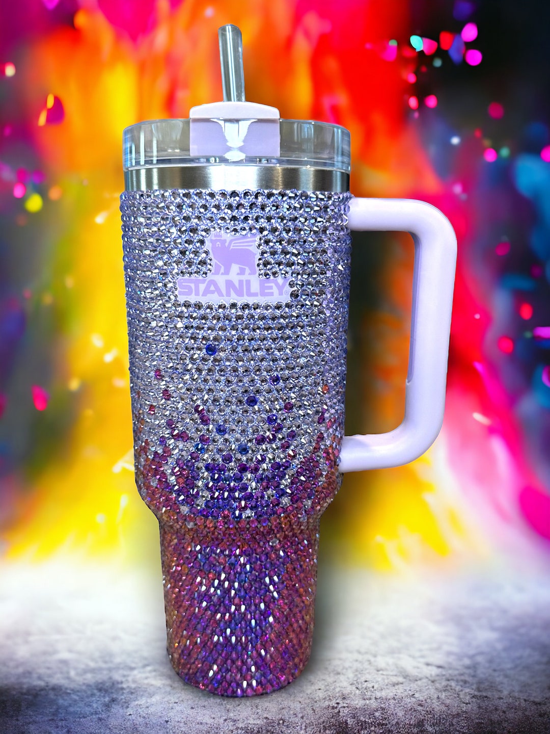 Stanley 40 Oz Blinged /glass Rhinestoned Purple-lavender Ombré Stanley ...