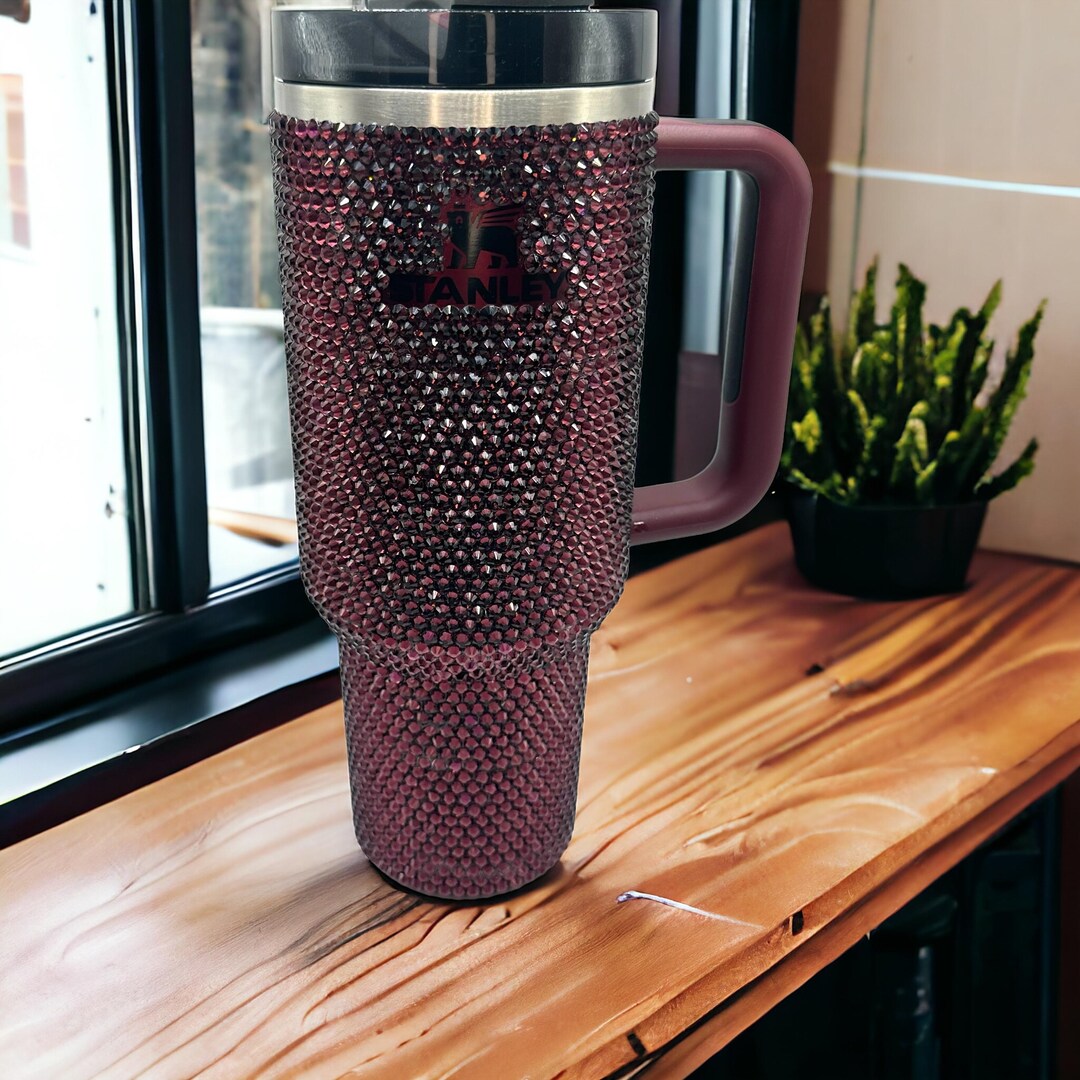 Stanley 40 Oz Blinged /glass Rhinestoned Deep Wine-burgundy Stanley Cup ...