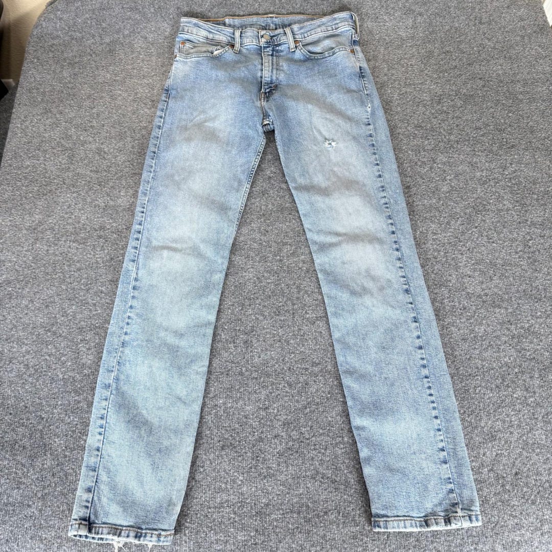 Levis 511 Slim Fit Jeans Light Wash Denim Distressed Blue Mens 34x34 ...
