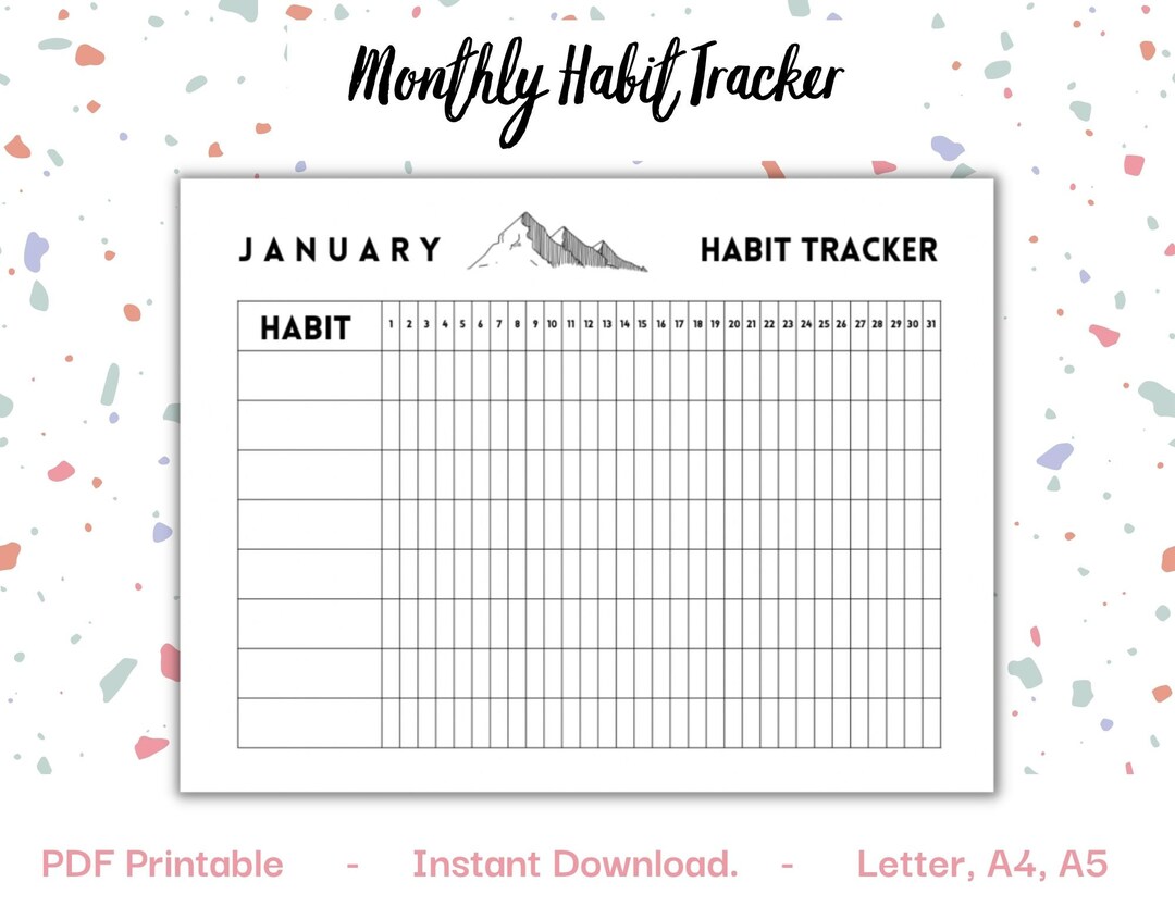 Habit Tracker Goal Tracker Daily Accountability Minimalist Printable ...