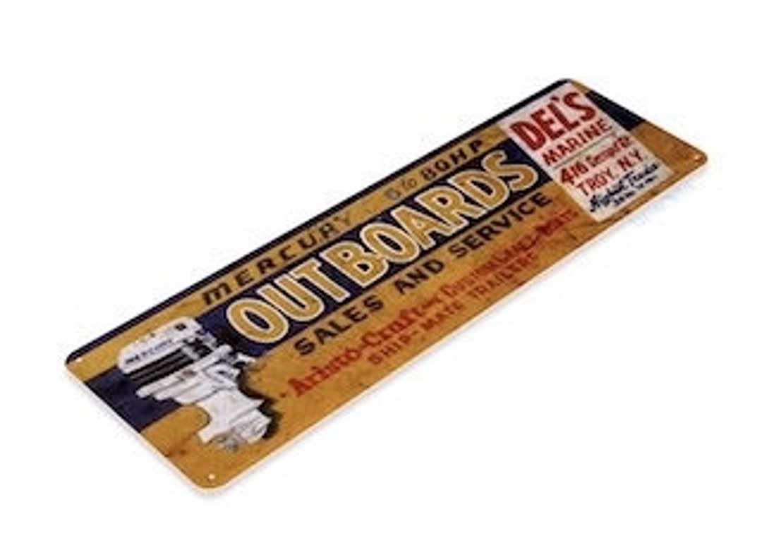 Mercury Outboard Motors 11x4 Inch Tin Sign Oil Fishing Ski Flat Bottom ...