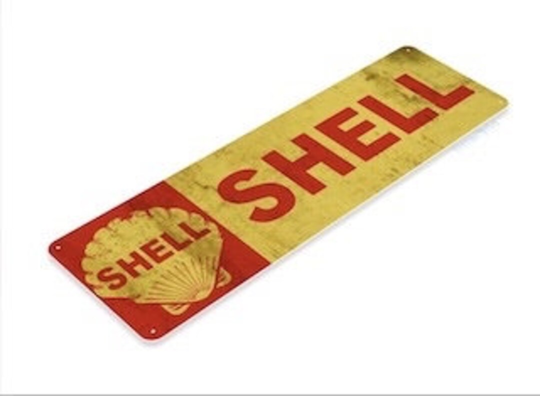 Shell Tin Sign 11x4 Inch Motor Oil Gas Gasoline Retro Service Station ...