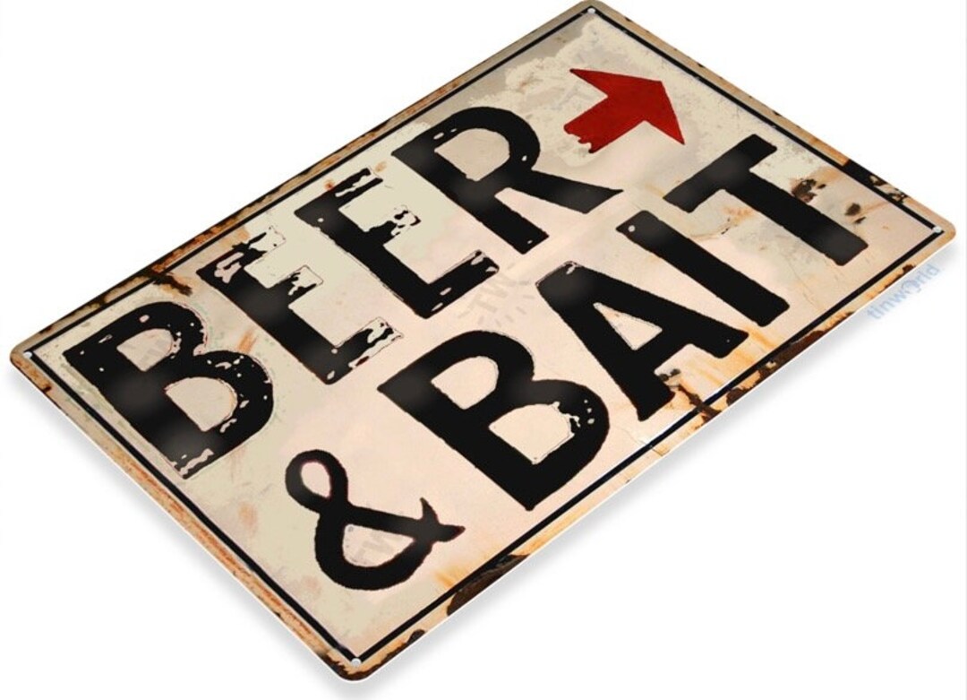 Beer and Bait Tin Sign 11x8 Inch Retro Bait Shop Store Metal Sign Live ...
