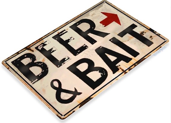 Beer and Bait Tin Sign 11x8 Inch Retro Bait Shop Store Metal | Etsy