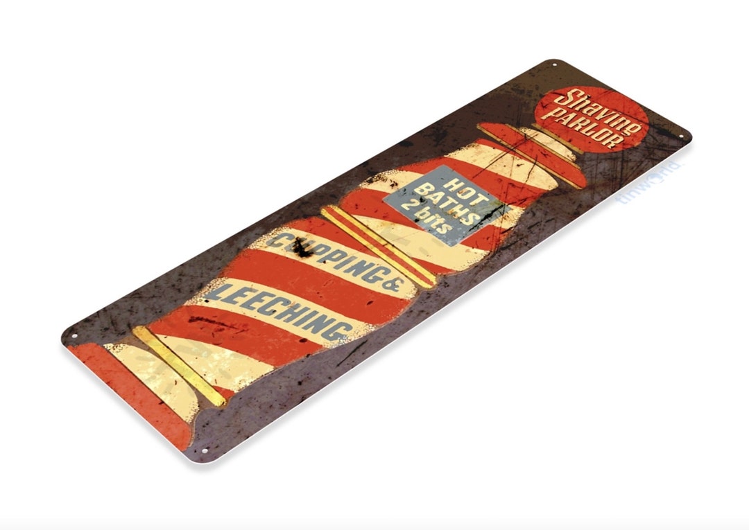 Shaving Parlor 11x4 Inch Tin Sign Chair Bowl Cut Hot Shave Cupping ...