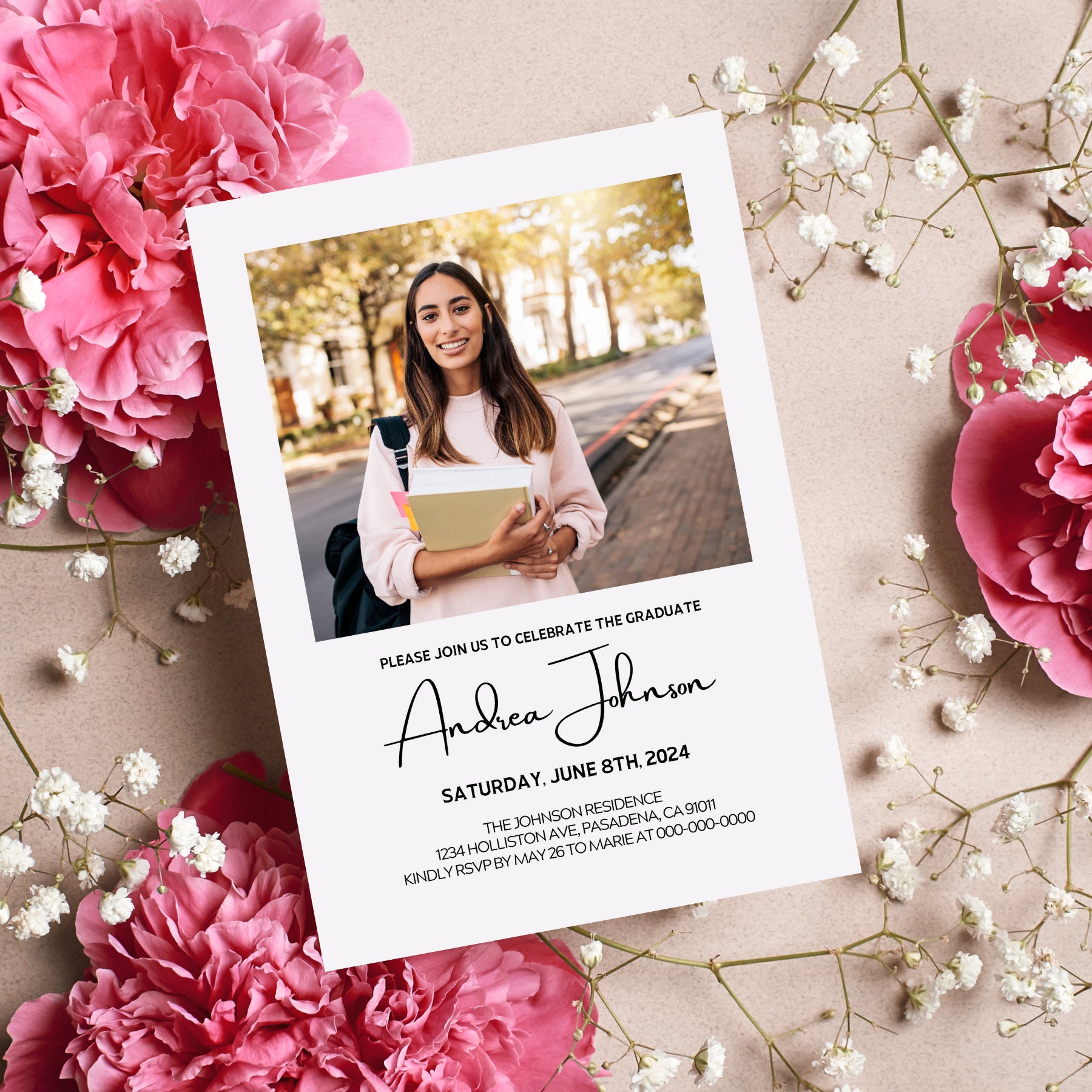 Photo Graduation Party Invitation Template Minimalist Graduation ...