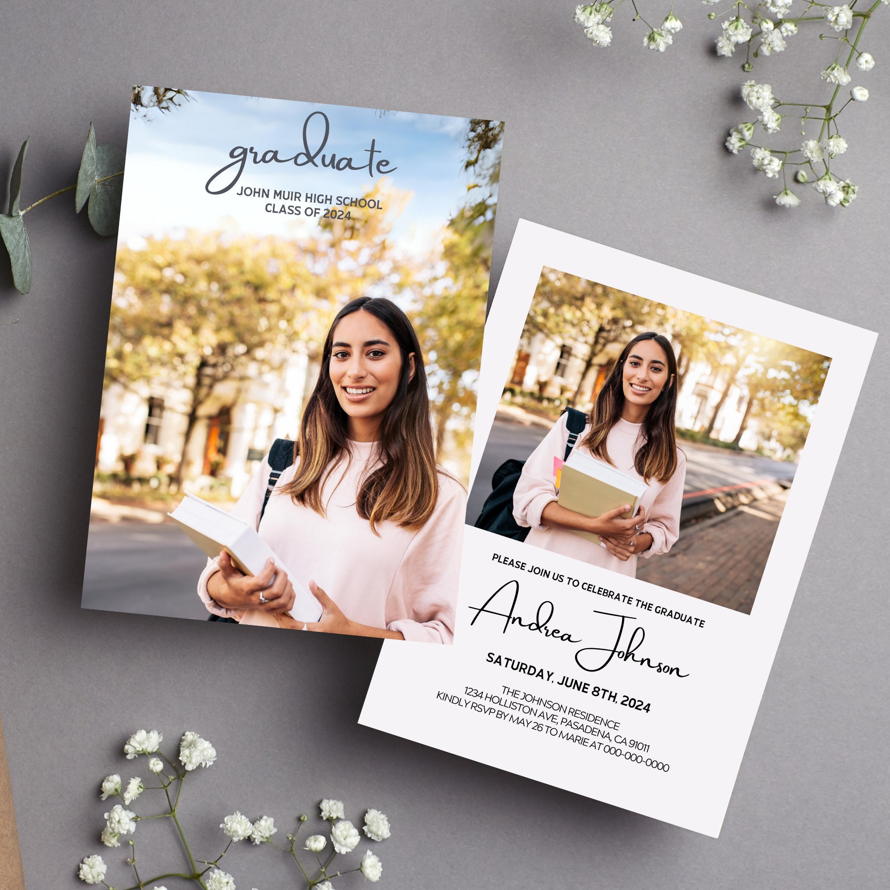 Photo Graduation Party Invitation Template Minimalist Graduation ...