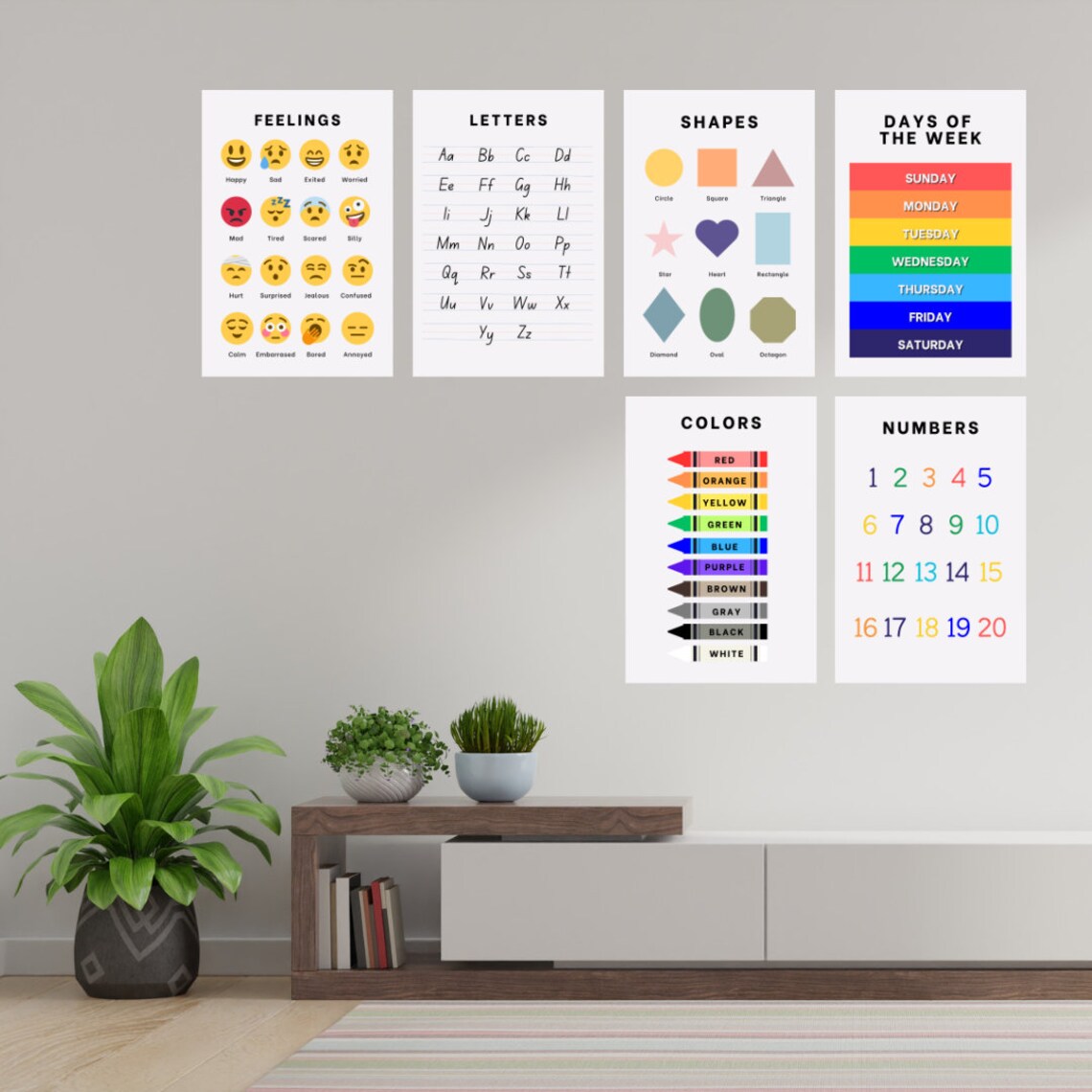 Set of 6 Educational Posters Montessori Classroom Decor Homeschool ...