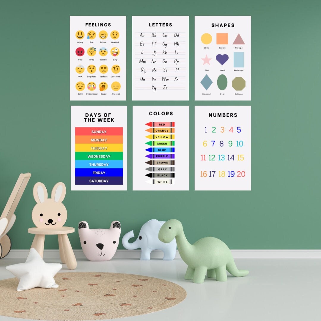 Set of 6 Educational Posters | Montessori Classroom Decor Homeschool ...