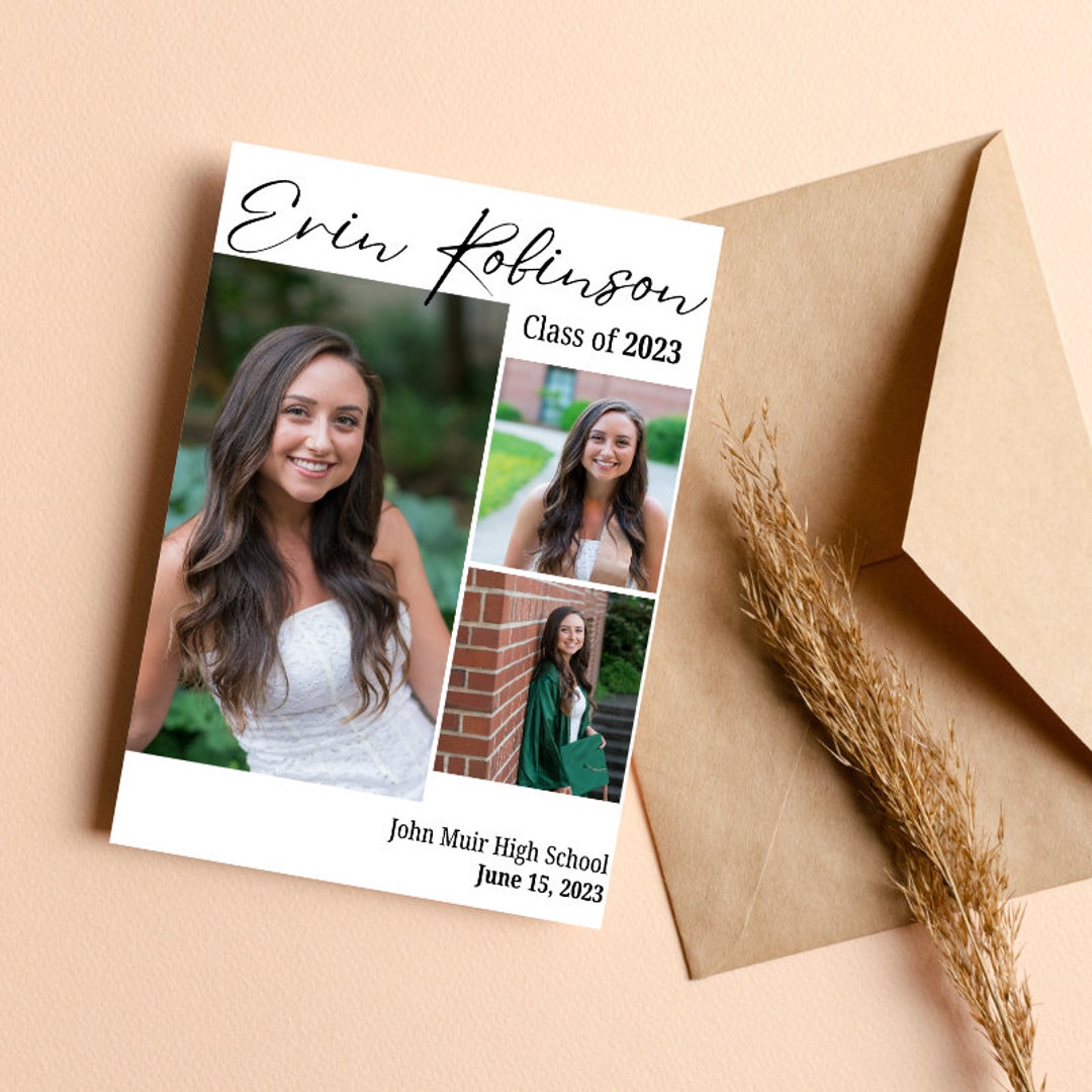 Modern Graduation Photo Announcement Template (digital Download) | High ...
