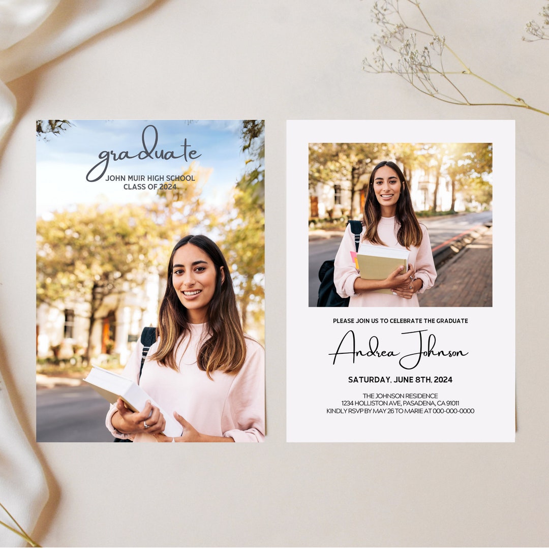 Photo Graduation Party Invitation Template Minimalist Graduation ...
