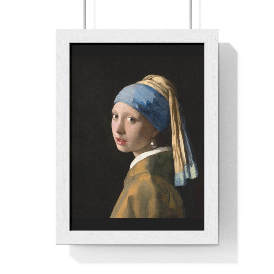 Girl With a Pearl Earring Johannes Vermeer (ca. 1665) Framed Vertical ...