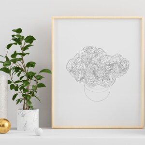 Ranunculus Flower Bouquet Line Art Flower Digital Art - Etsy
