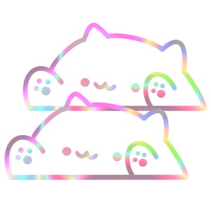 Bongo Cat Hologram Vinyl Sticker, Bongo Cat Meme Stickers, Laptop ...