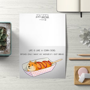 Corn Dog Card, Shiba Inu Card, Funny Dog Greeting Cards, Life is Like a ...