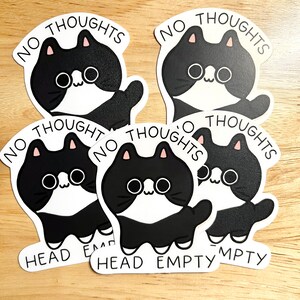 No Thoughts Head Empty Cat Sticker | Car Truck Bumper Sticker | Laptop ...