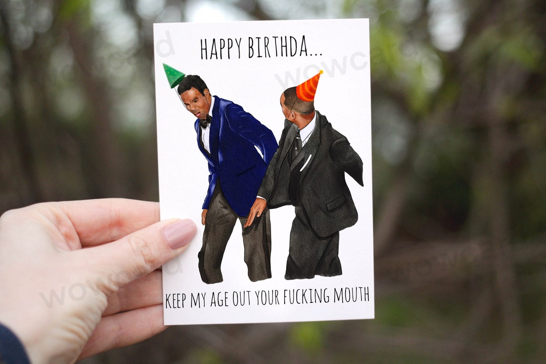 Hilarious Will Smith Slapping Chris Rock Birthday Card, Internet Meme ...