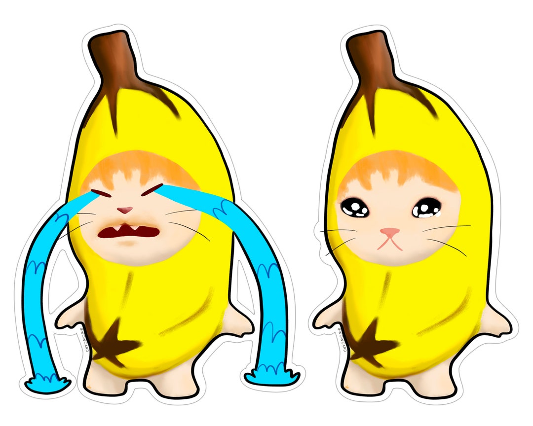 Banana Crying Cat Funny Meme Sticker | Happy Cat Sticker | Car Truck Bumper Sticker | Water ...