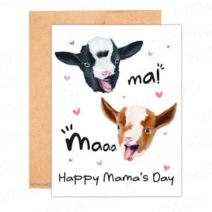 Happy Mother’s Day Card, Cute Goat Mother’s Day Card, Baby Goat Card ...