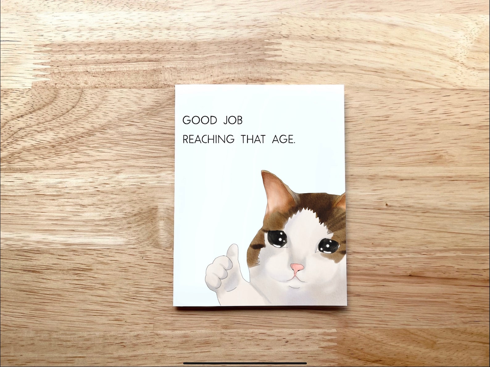 Funny Cat Card, Funny Meme Card, Sad Cat Meme, Watercolor Cat Card ...