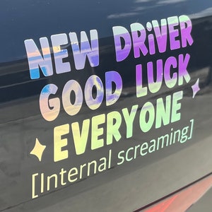 Cute Anxious Driver Vinyl Car Decal | Funny New Driver Bumper Sticker ...