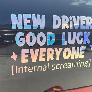 Cute Anxious Driver Vinyl Car Decal | Funny New Driver Bumper Sticker ...