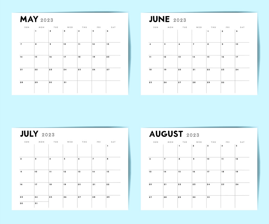 Printable 2023 Calendar Simple Complete Calendar Instant - Etsy