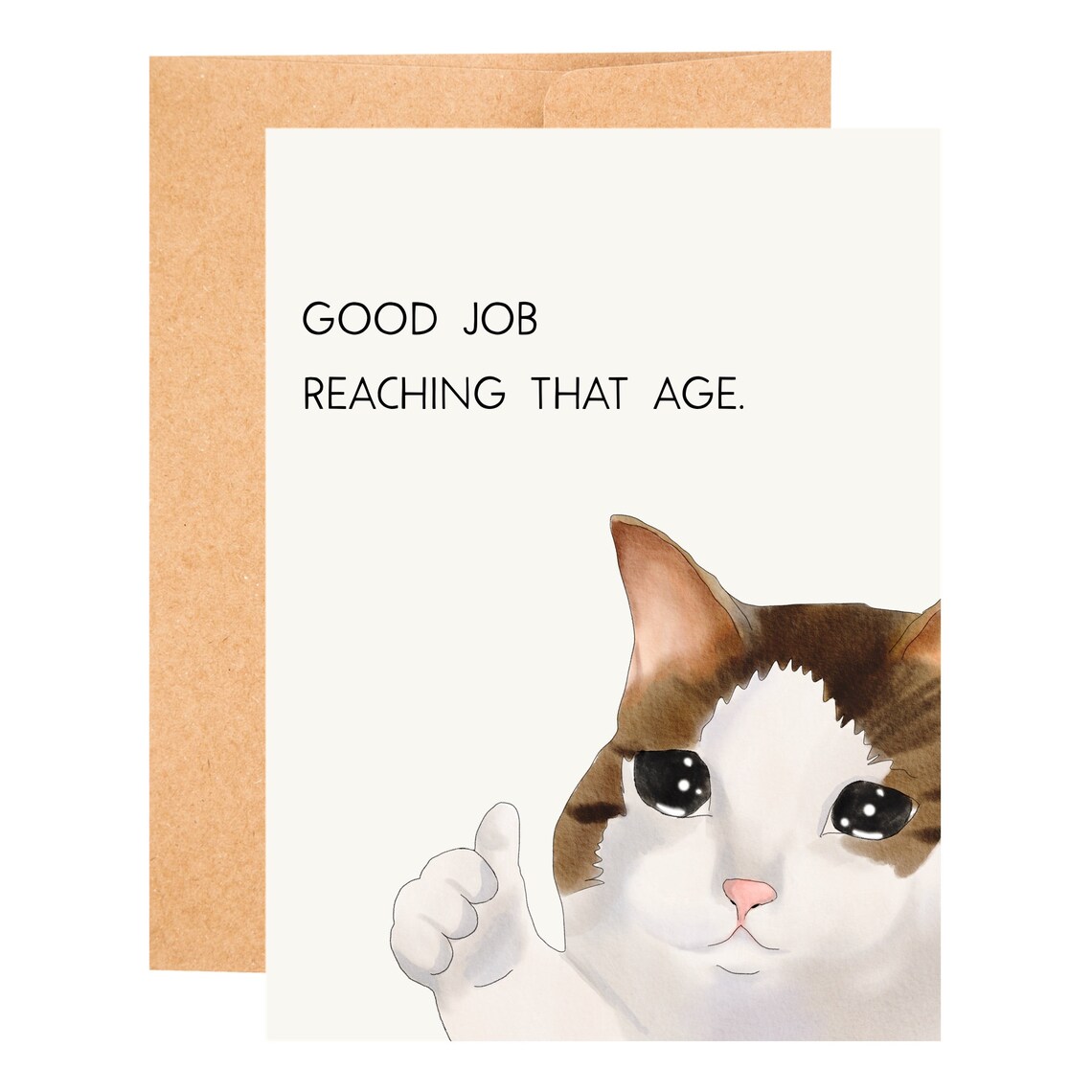 Funny Cat Card Funny Meme Card Sad Cat Meme Watercolor Cat - Etsy