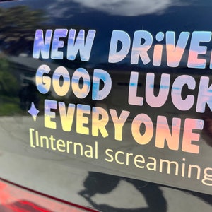 Cute Anxious Driver Vinyl Car Decal | Funny New Driver Bumper Sticker ...
