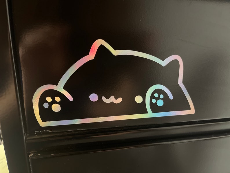 Bongo Cat Hologram Vinyl Sticker Bongo Cat Meme Stickers - Etsy