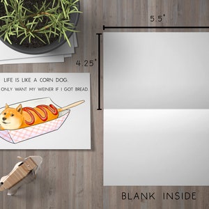 Corn Dog Card, Shiba Inu Card, Funny Dog Greeting Cards, Life is Like a ...