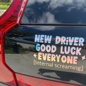Cute Anxious Driver Vinyl Car Decal | Funny New Driver Bumper Sticker ...
