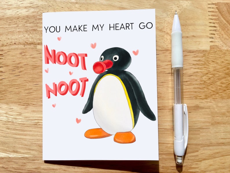 Pingu Anniversary Card Funny I Love You Card Pingu Meme - Etsy