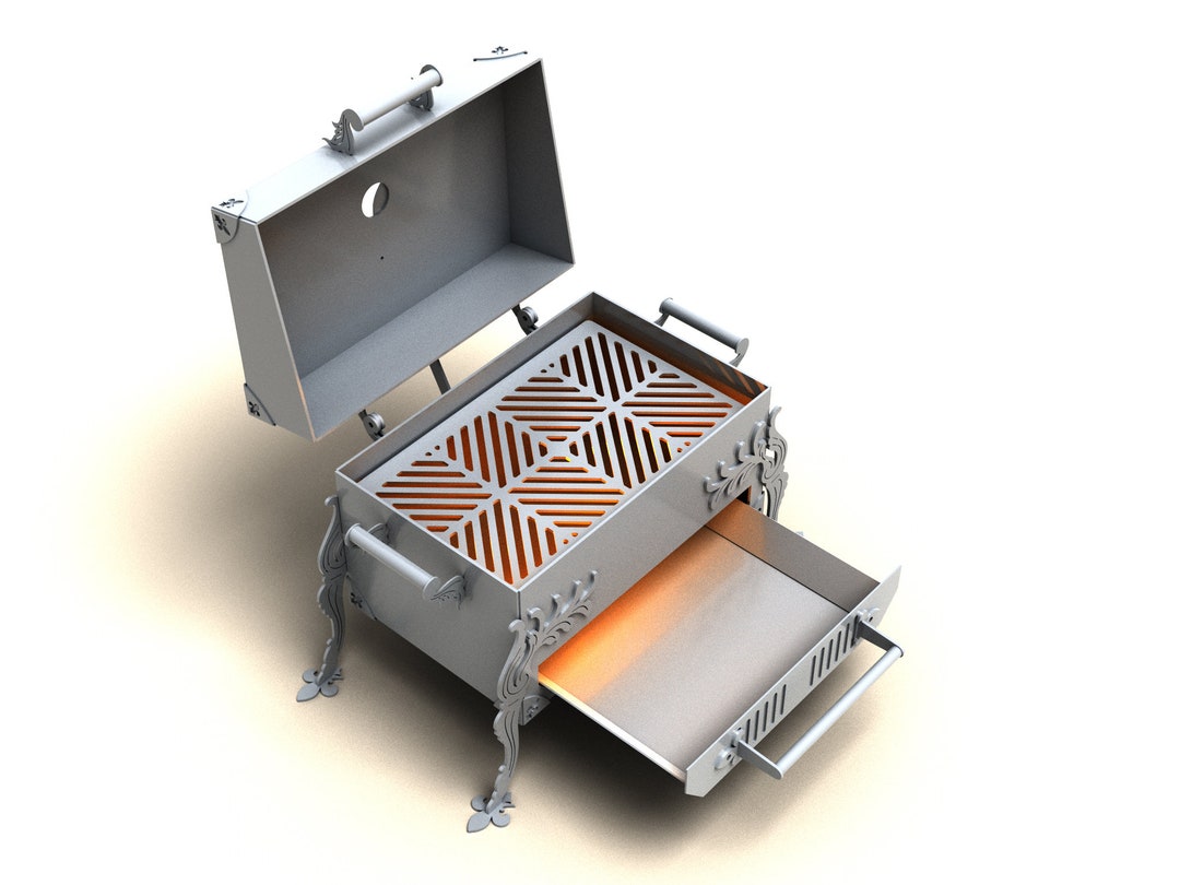 Garden Grill in Retro Style. DXF File Plasma Cutting Folding Pizza Oven ...