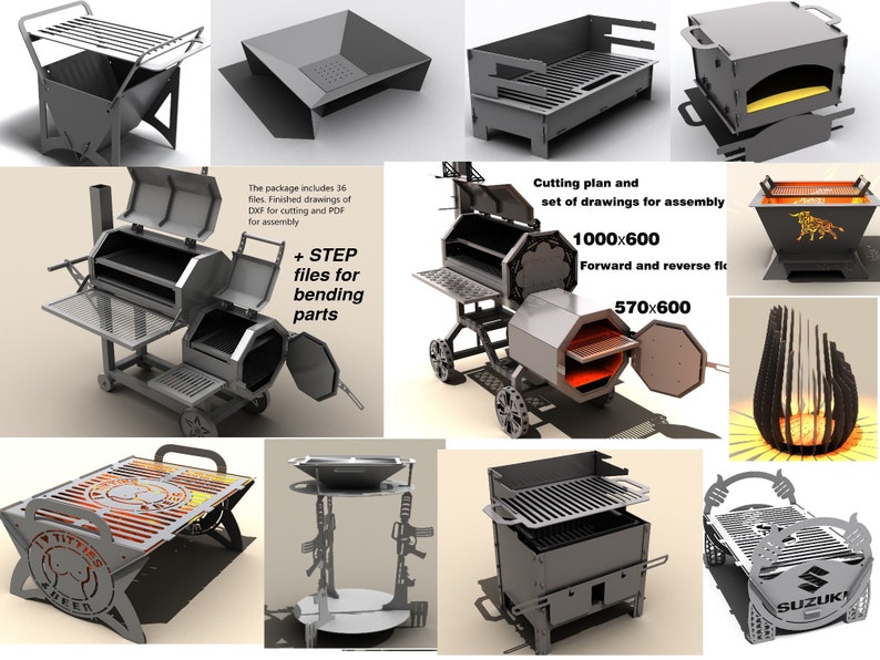 Collection of Files No. 1. Fire Pits, Grills, Smokers, Stoves. DXF ...