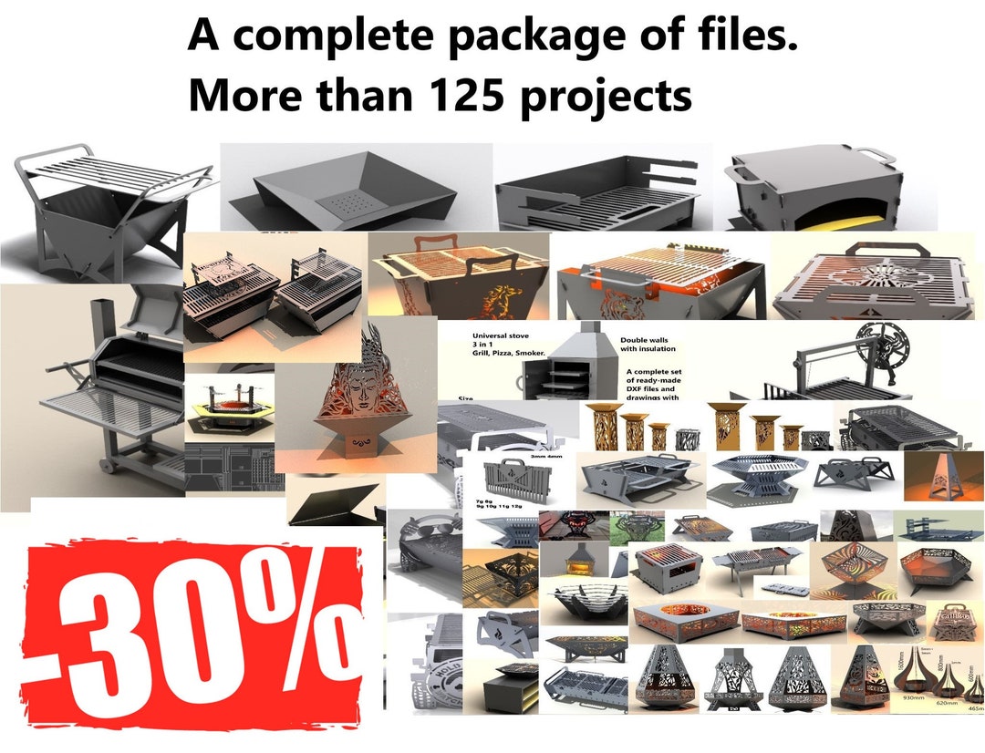 Collection of Files No. 1. Fire Pits, Grills, Smokers, Stoves. DXF ...