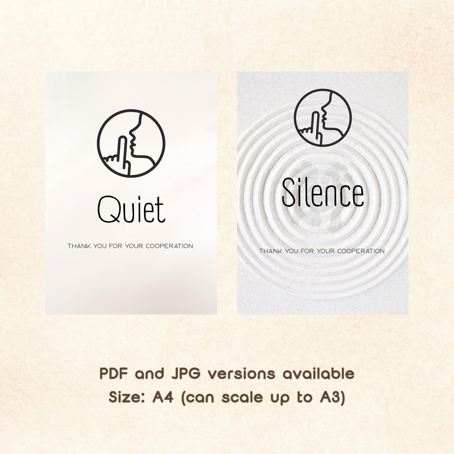 2 Quiet Silence Sign With Zen Japanese Touch, for Office, School ...