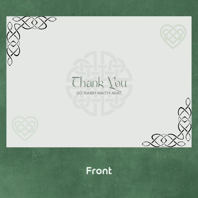 Printable Thank You Card With Celtic Irish Touch | Minimalist, Simple ...