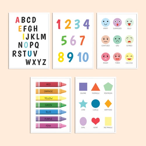 Montessori Educational Posters Set of 5 Preschool Posters - Etsy