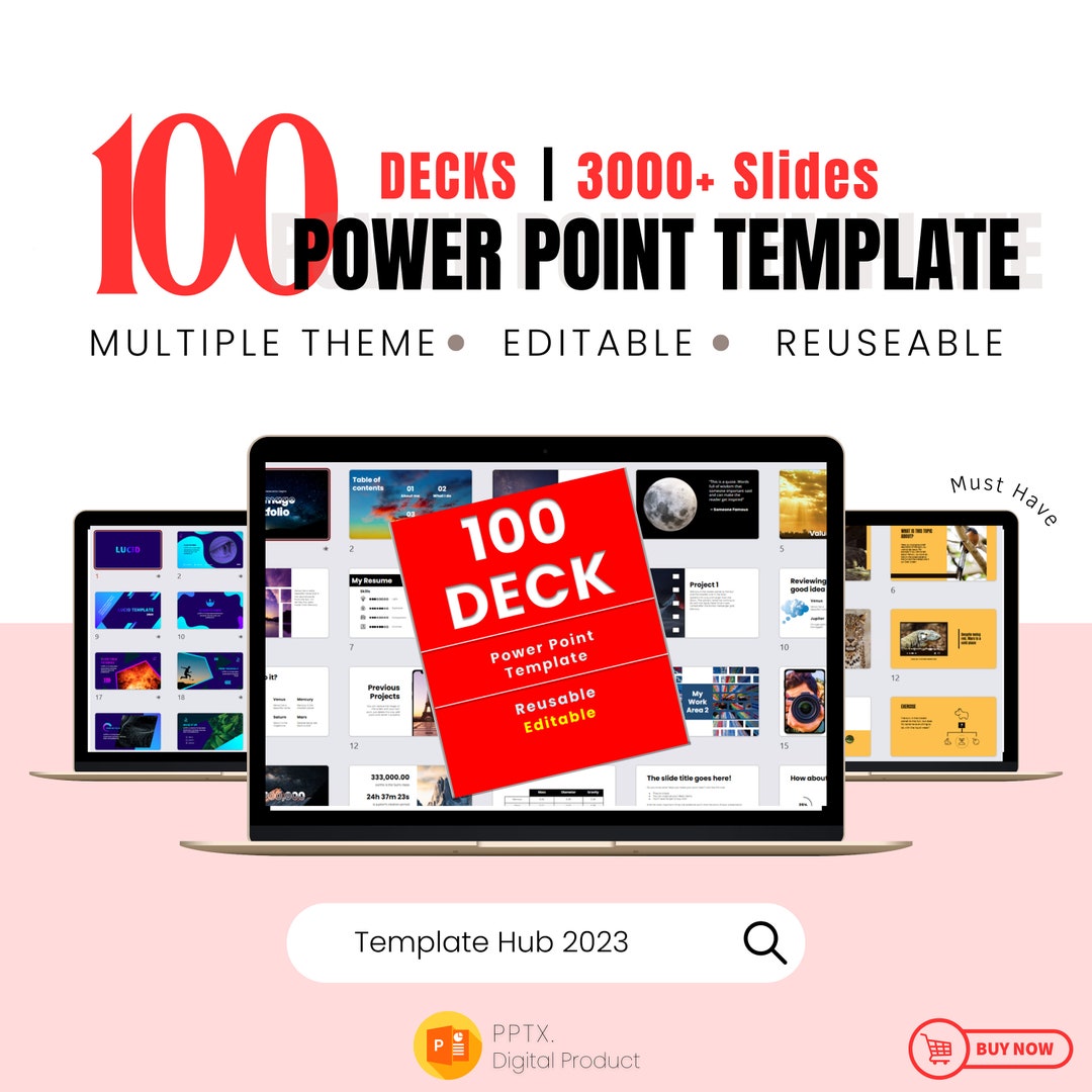 100 Decks Slide Premium Powerpoint Template for Various Theme - Etsy