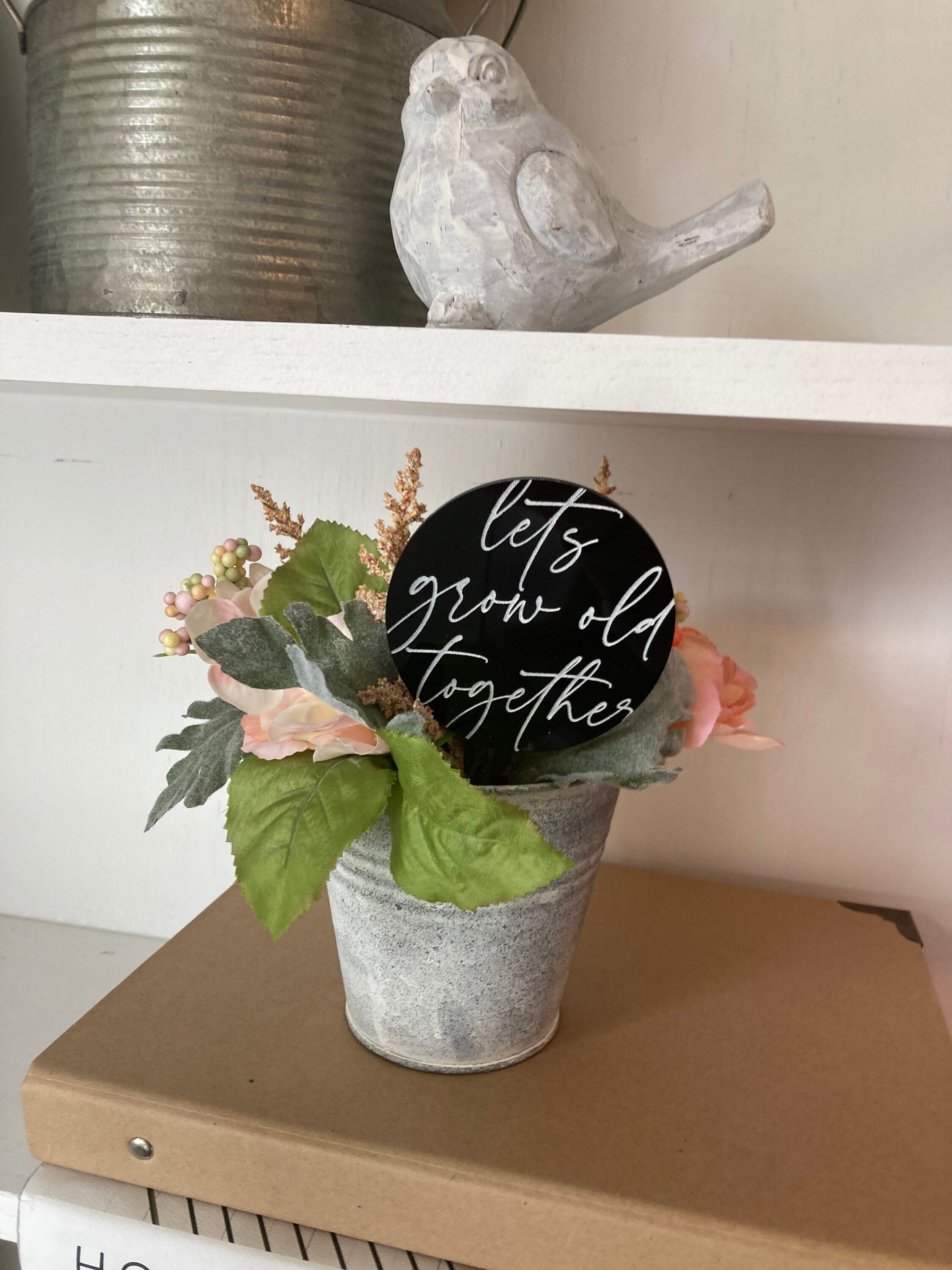 Let’s Grow Old Together Plant Stake | Wooden Plant Stake | Acrylic ...