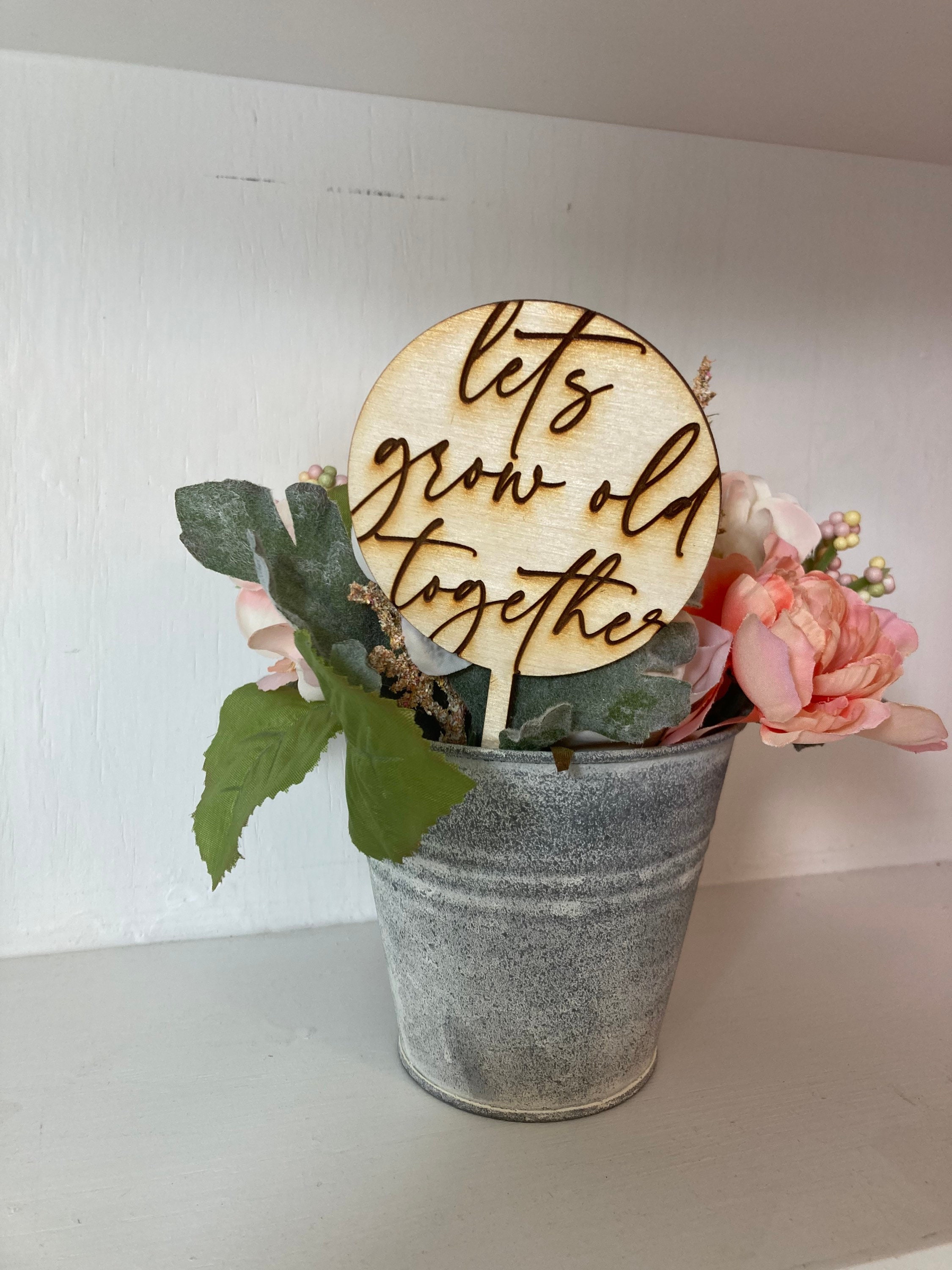 Let’s Grow Old Together Plant Stake | Wooden Plant Stake | Acrylic ...